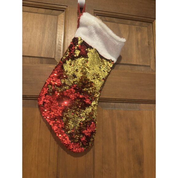 Holiday | Sequence Red And Gold Stocking | Poshmark
